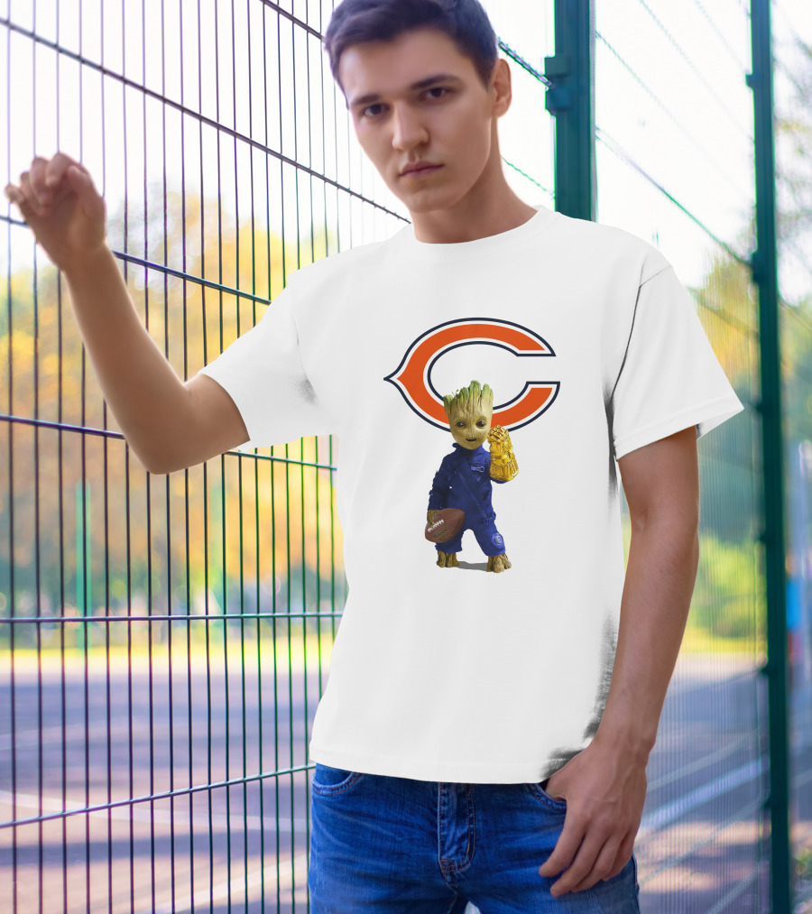 Chicago Bears Groot Football Infinity Gauntlet T-Shirt