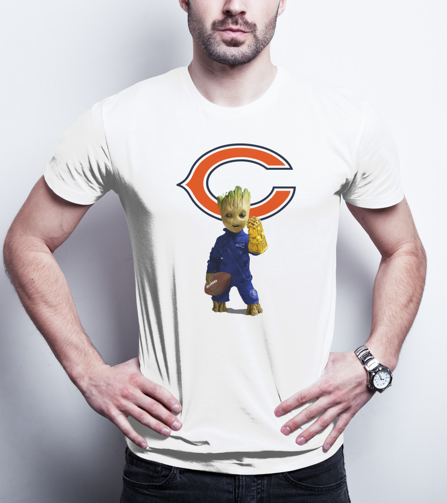Chicago Bears Groot Football Infinity Gauntlet T-Shirt