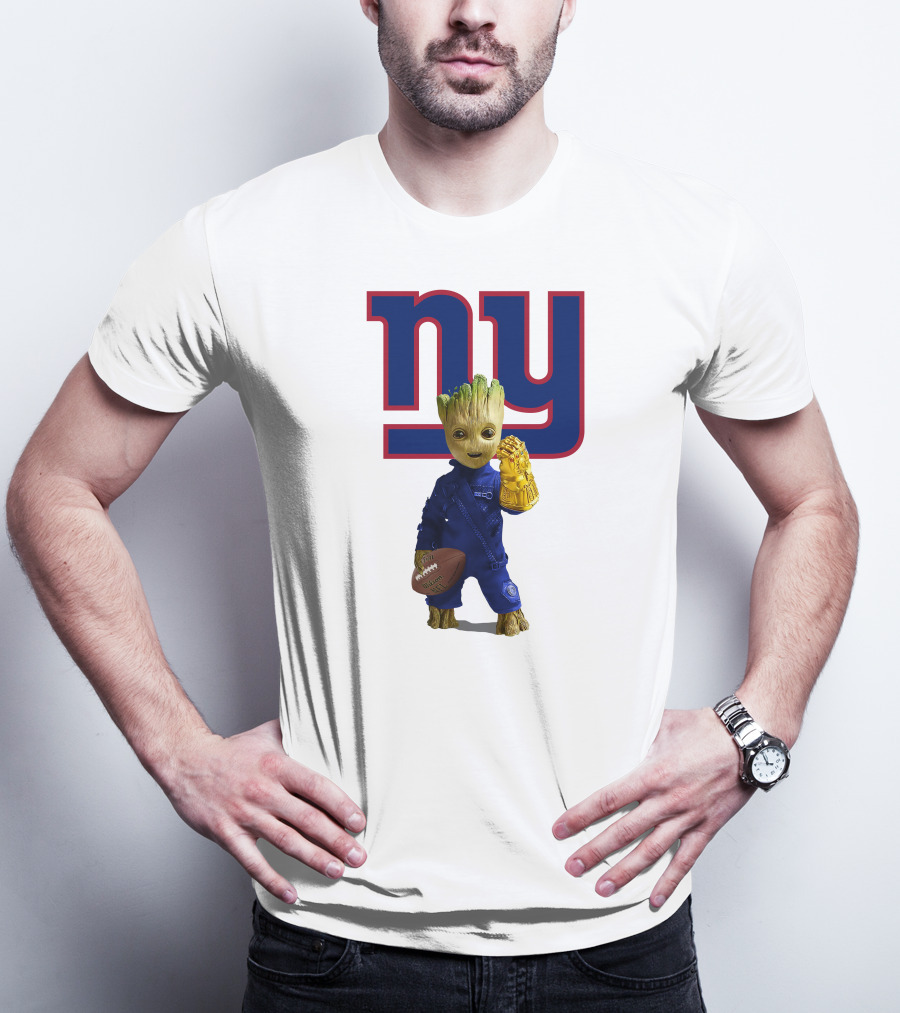 NY Giants Groot Football Infinity Gauntlet T-Shirt