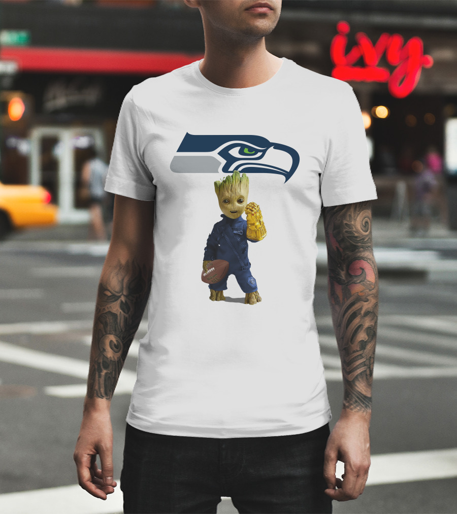 Seattle Seahawks Groot Football Infinity Glove T-Shirt