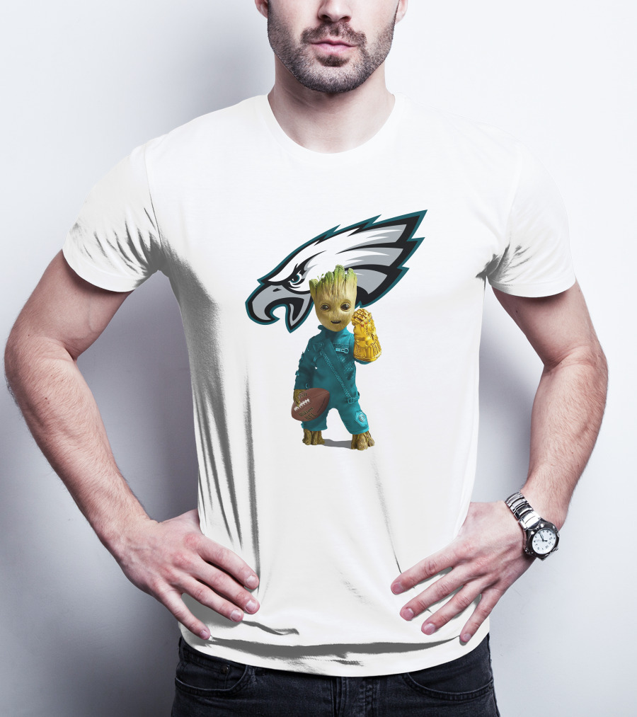 Philadelphia Eagles Baby Groot Infinity Gauntlet Football T-Shirt