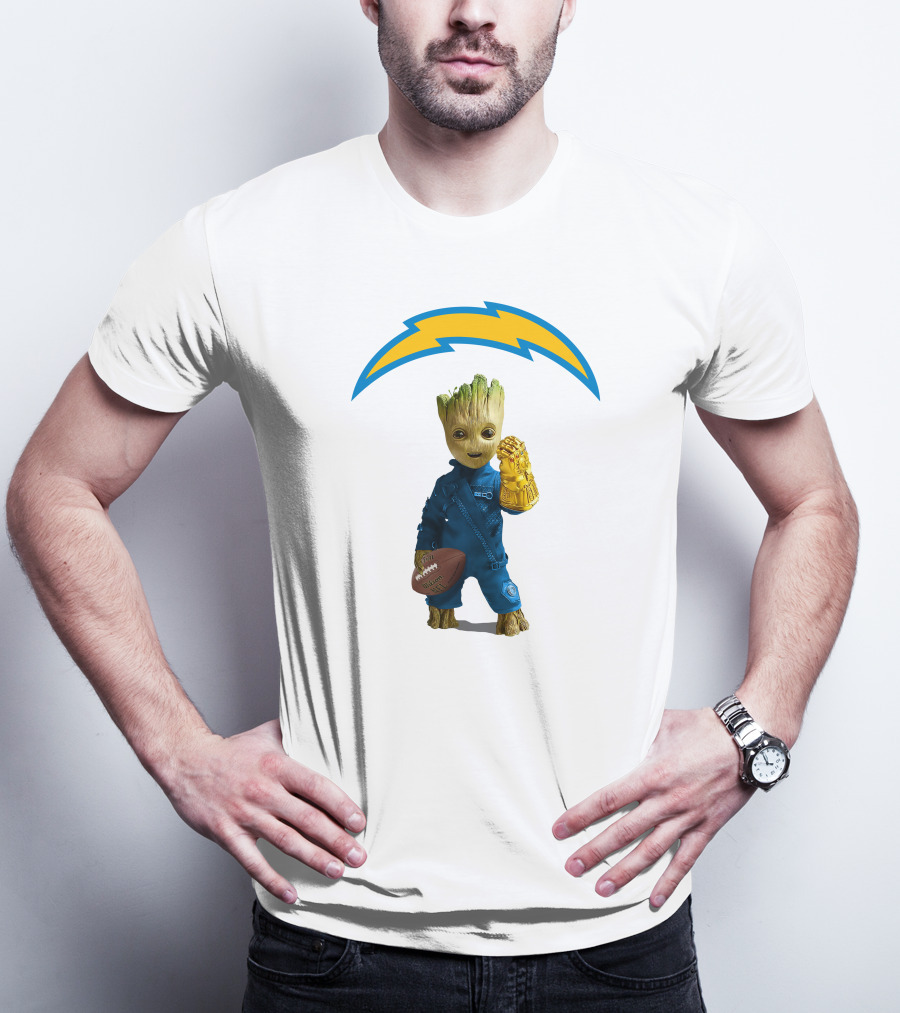 Los Angeles Chargers Groot Infinity Gauntlet Football T-Shirt