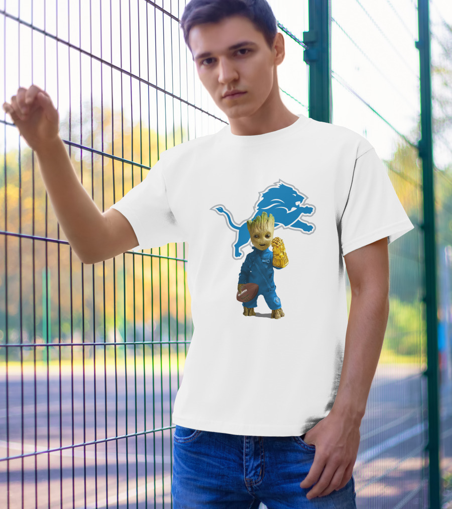 Detroit Lions Groot Avengers Football Mashup T-Shirt