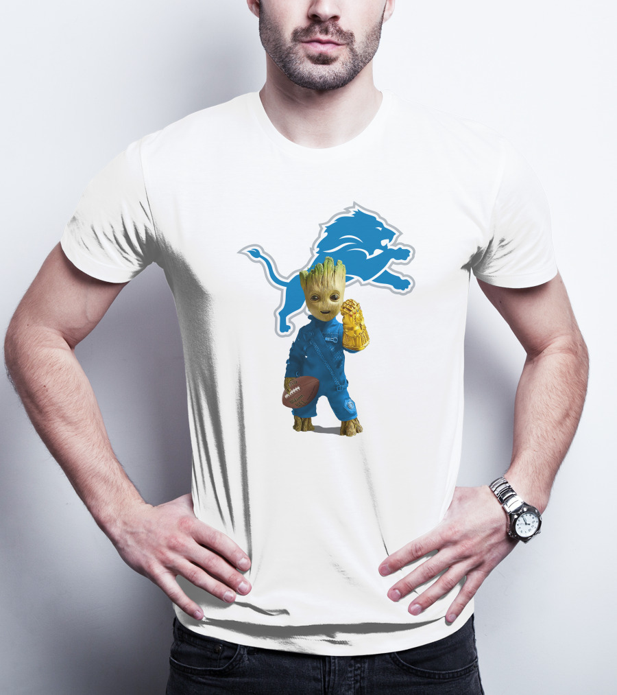 Detroit Lions Groot Avengers Football Mashup T-Shirt