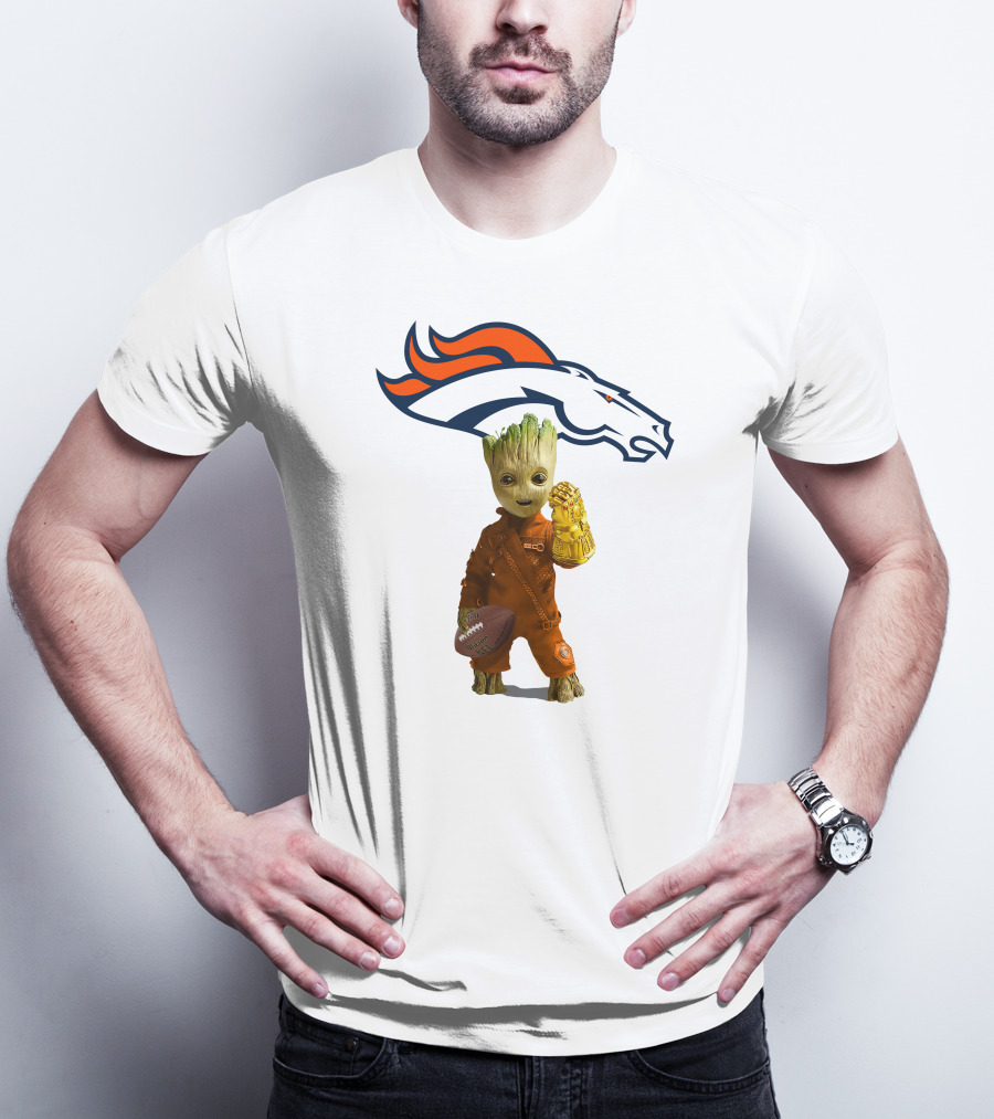 Denver Broncos Groot Infinity Gauntlet Football Fan T-Shirt