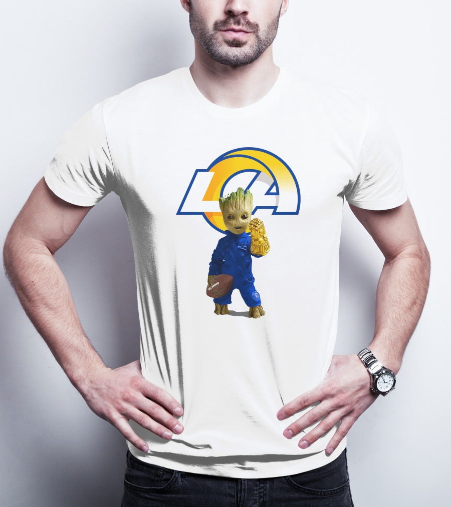 Los Angeles Rams Groot Football Infinity Gauntlet T-Shirt