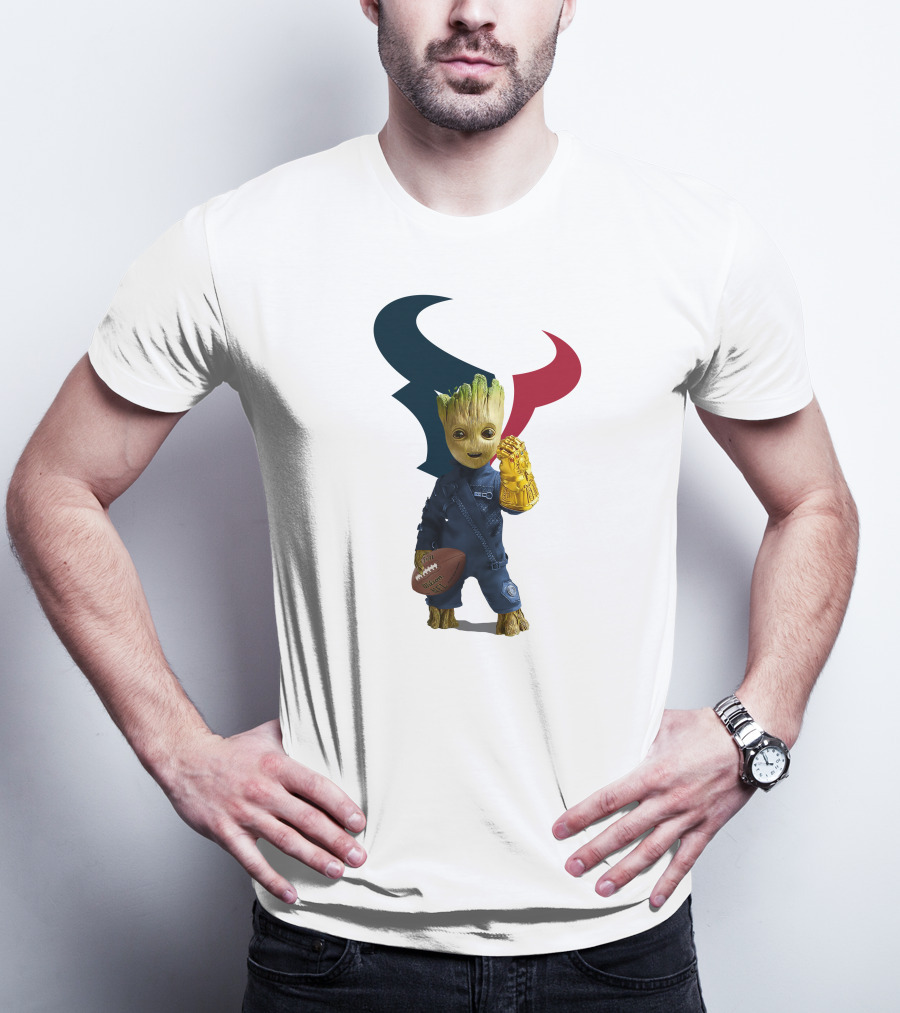 Houston Texans Groot Football Infinity Gauntlet T-Shirt