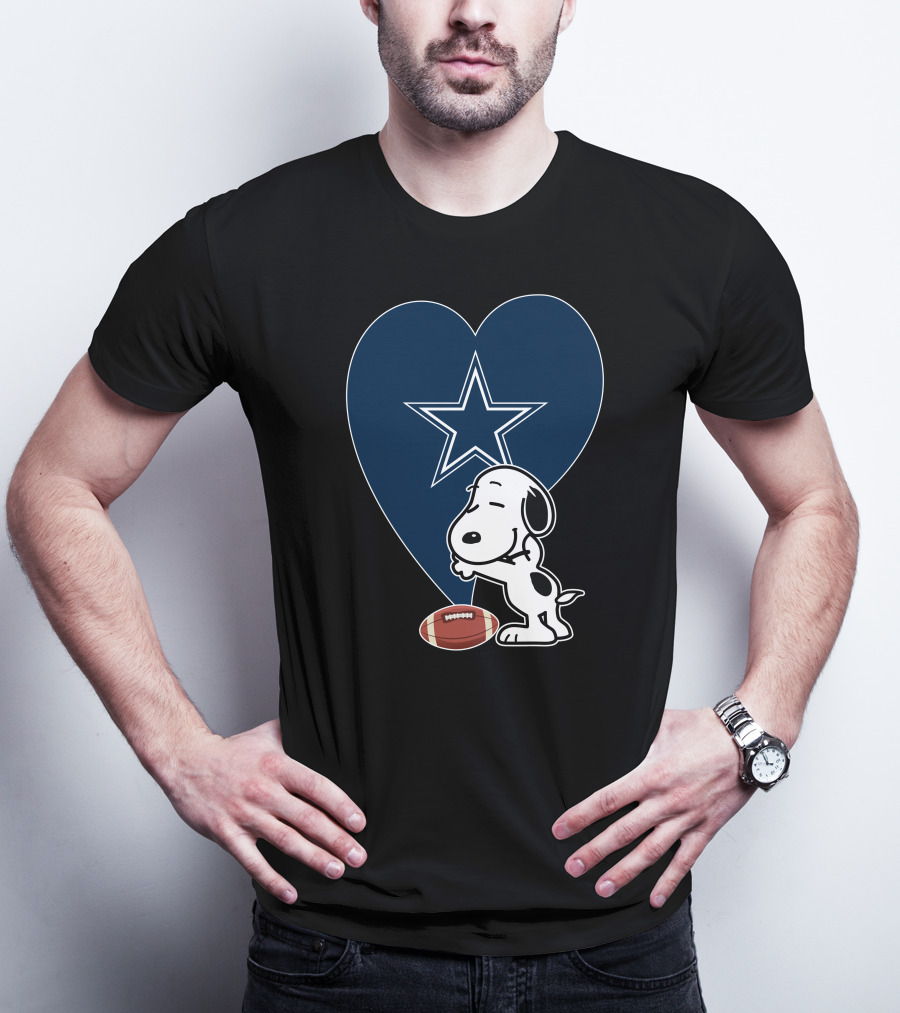 Dallas Cowboys Snoopy Heart Hug Football T-Shirt