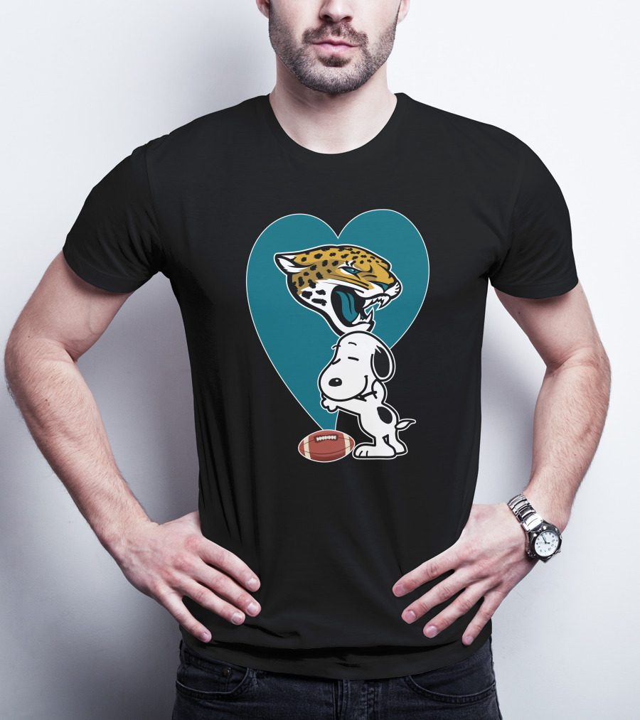 Jacksonville Jaguars Snoopy Heart Football Hug T-Shirt