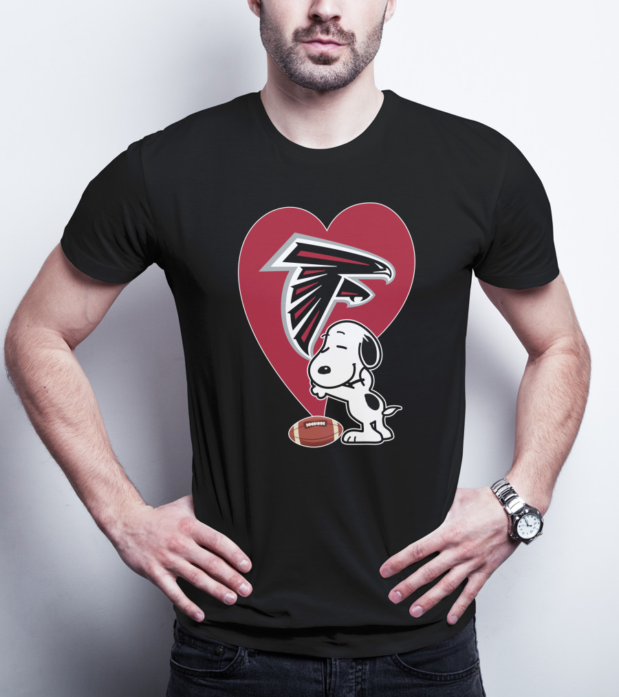 Atlanta Falcons Snoopy Heart Football Hug T-Shirt