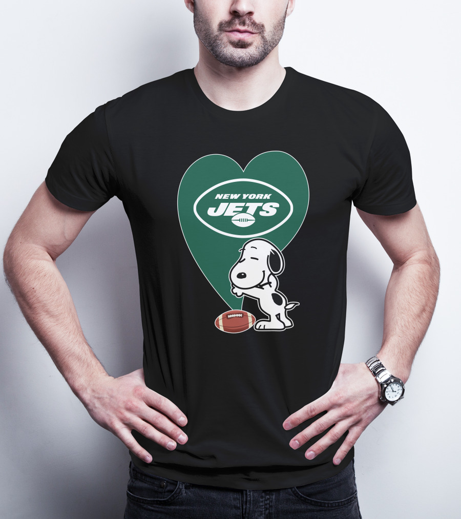 New York Jets Football Heart Snoopy Hug T-Shirt