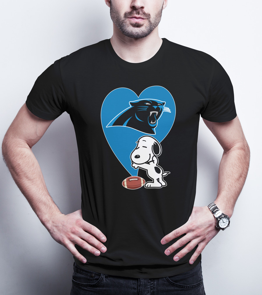 Carolina Panthers Snoopy Football Heart Hug T-Shirt