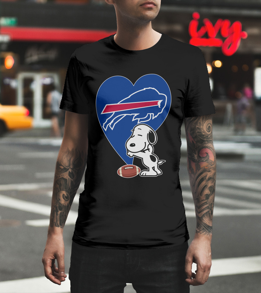Buffalo Bills Snoopy Hug Heart Football T-Shirt