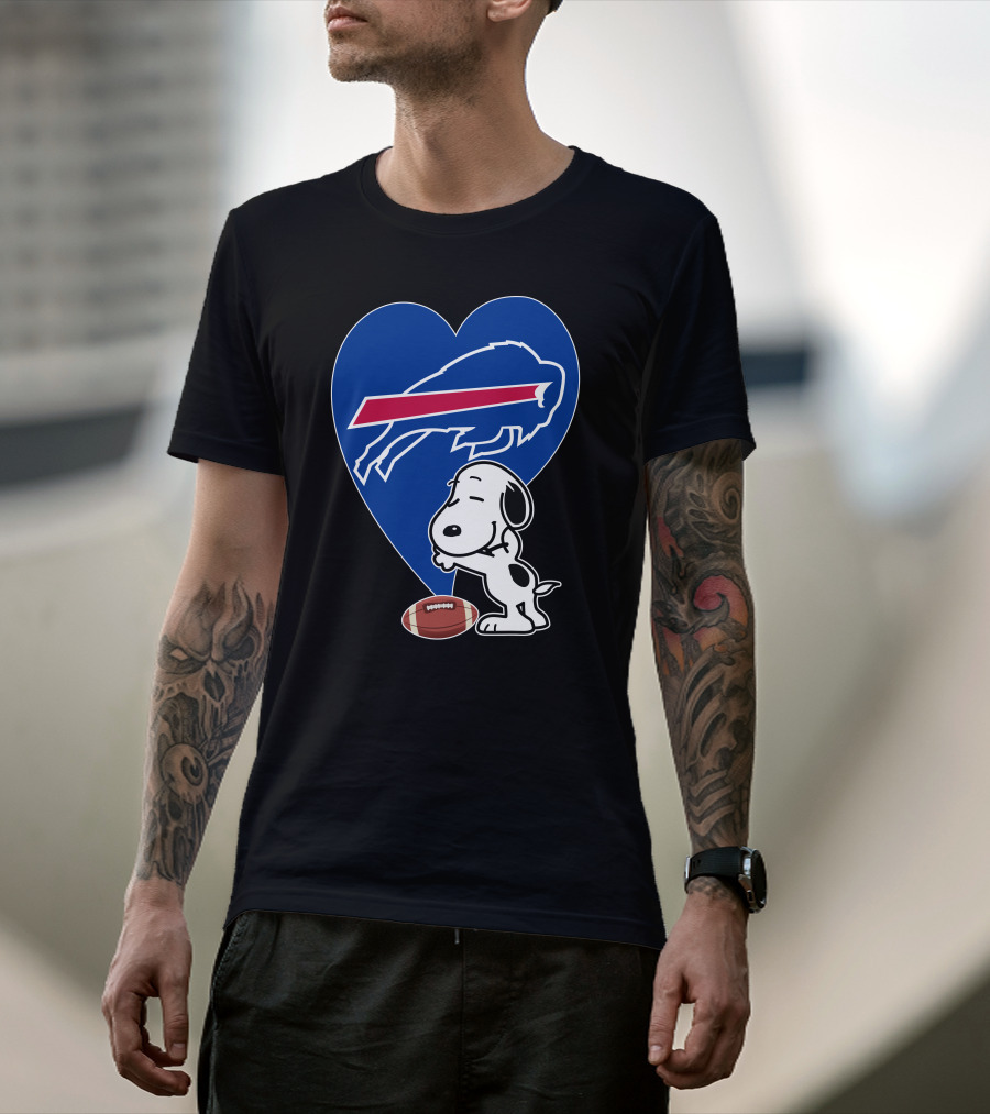 Buffalo Bills Snoopy Hug Heart Football T-Shirt