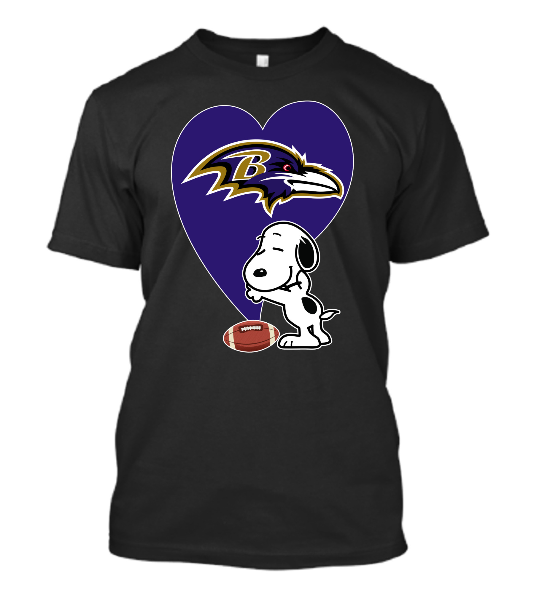 Baltimore Ravens Snoopy Heart Football Hug T-Shirt