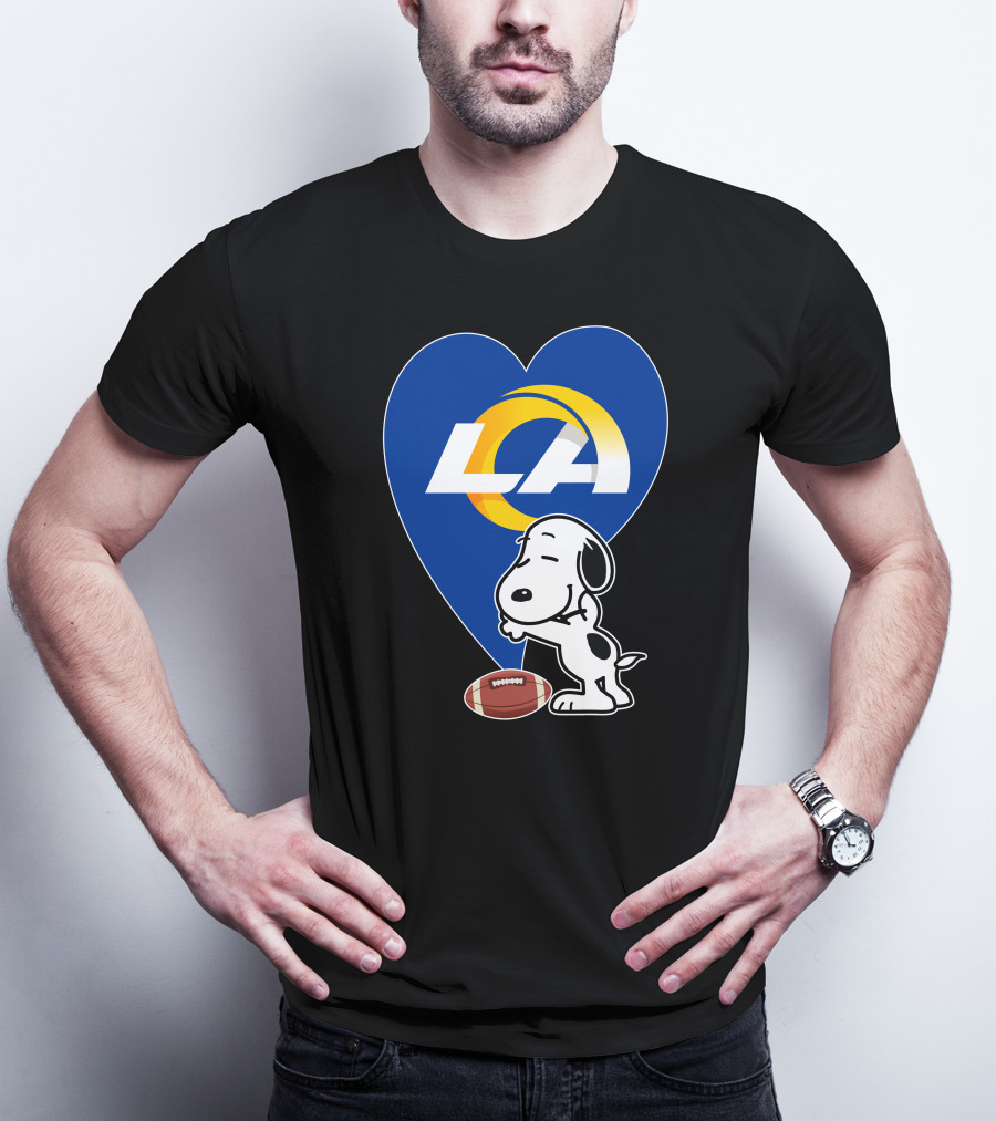 Snoopy Los Angeles Rams Football Heart Hug T-Shirt
