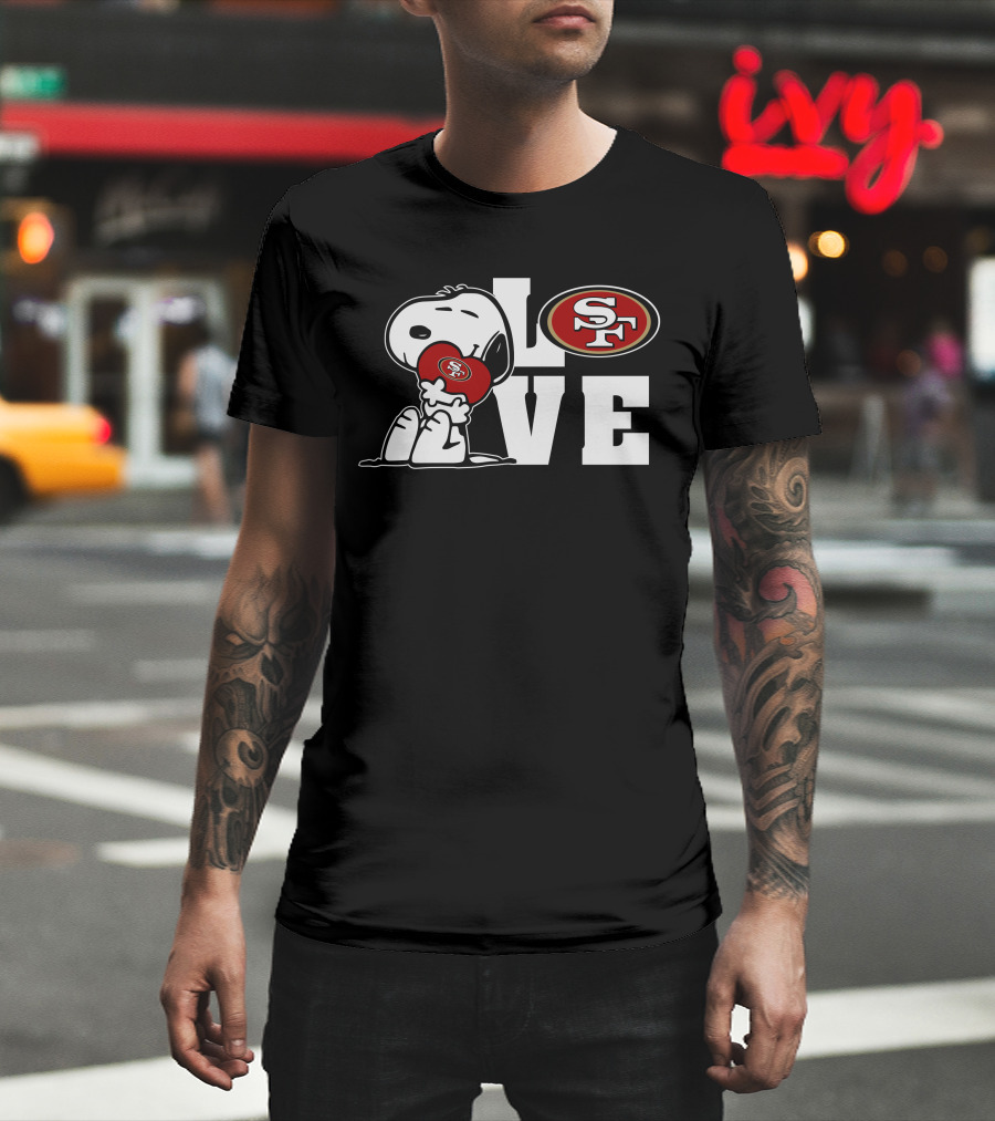 Snoopy Love San Francisco 49ers SF Logo Peanuts Football T-Shirt