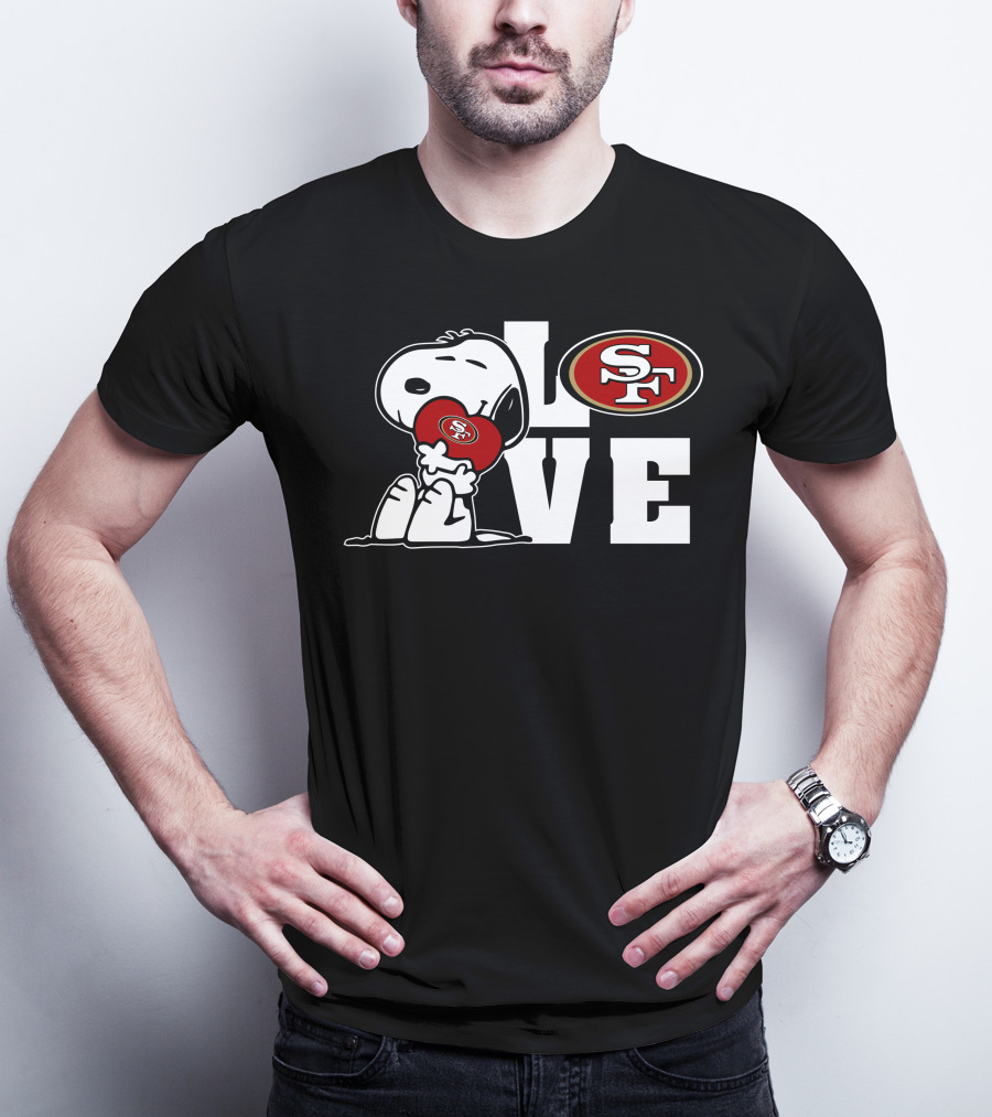 Snoopy Love San Francisco 49ers SF Logo Peanuts Football T-Shirt