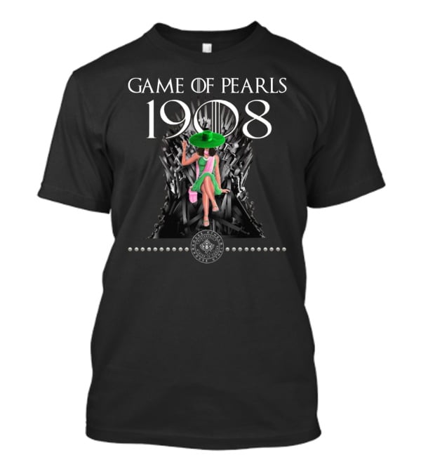 Game Of Pearls 1908 Iron Throne Pearl Necklace Green Hat Dressing Woman T-Shirt