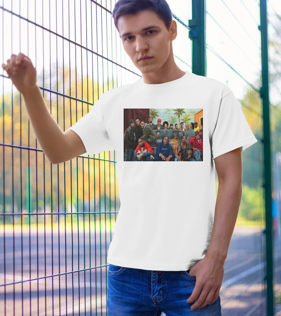 WCHH Hip Hop Legends Collage Icons In Urban Street Scene T-Shirt