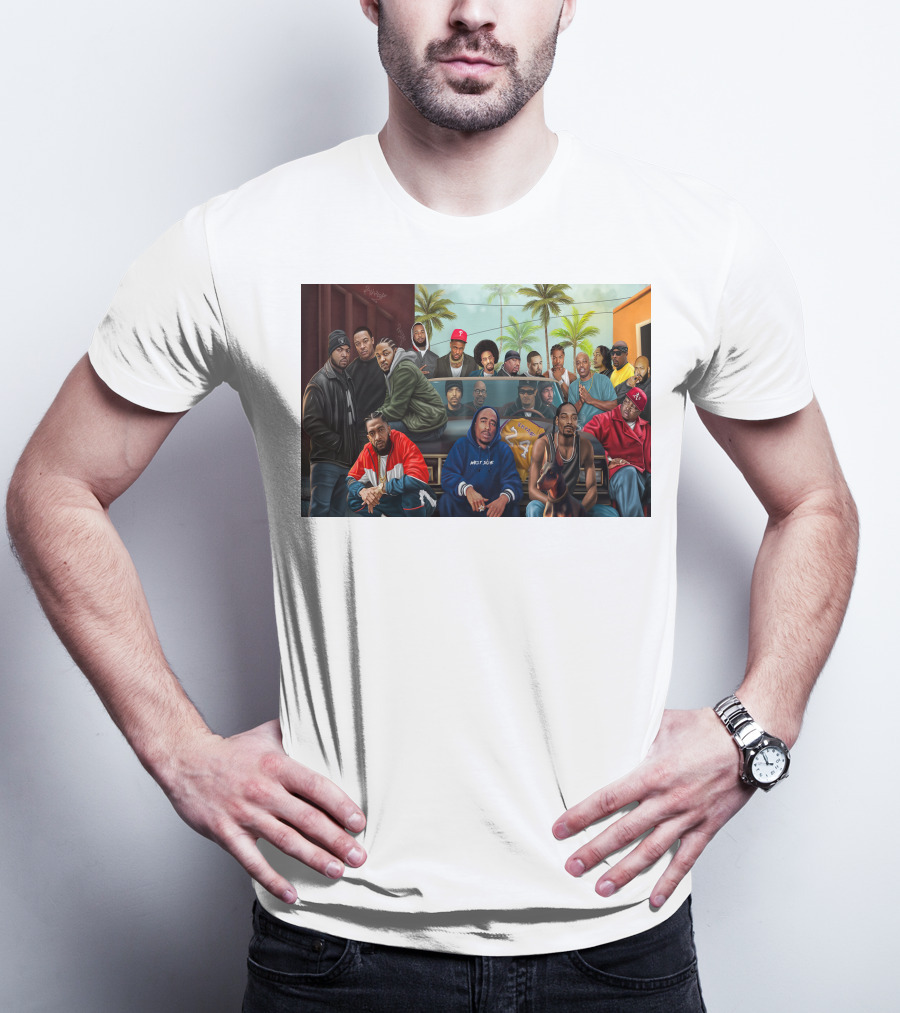 WCHH Hip Hop Legends Collage Icons In Urban Street Scene T-Shirt