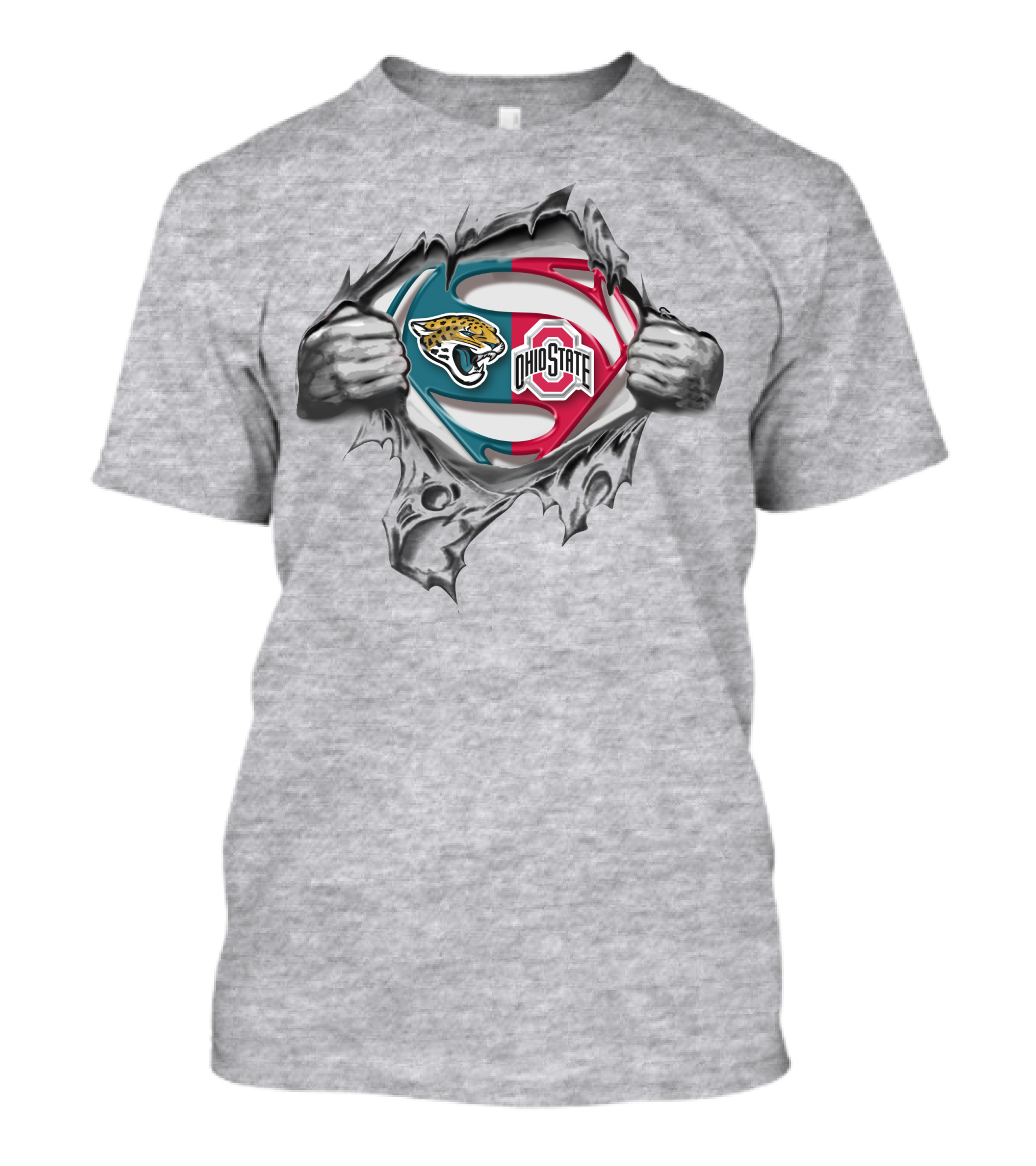 Jacksonville Jaguars Ohio State Buckeyes Superman Emblem Mashup T-Shirt