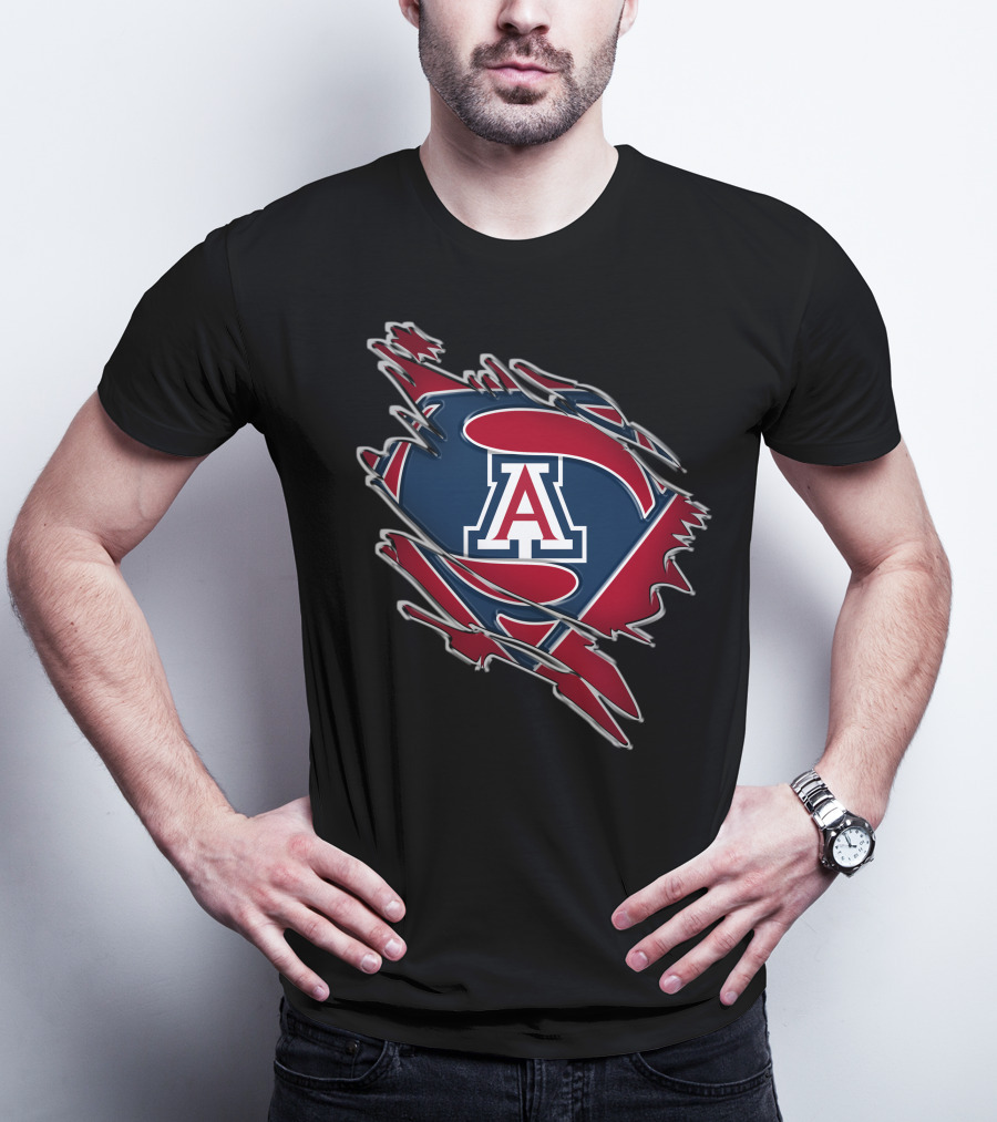 Arizona Wildcats Super Man Logo Emblem T-Shirt