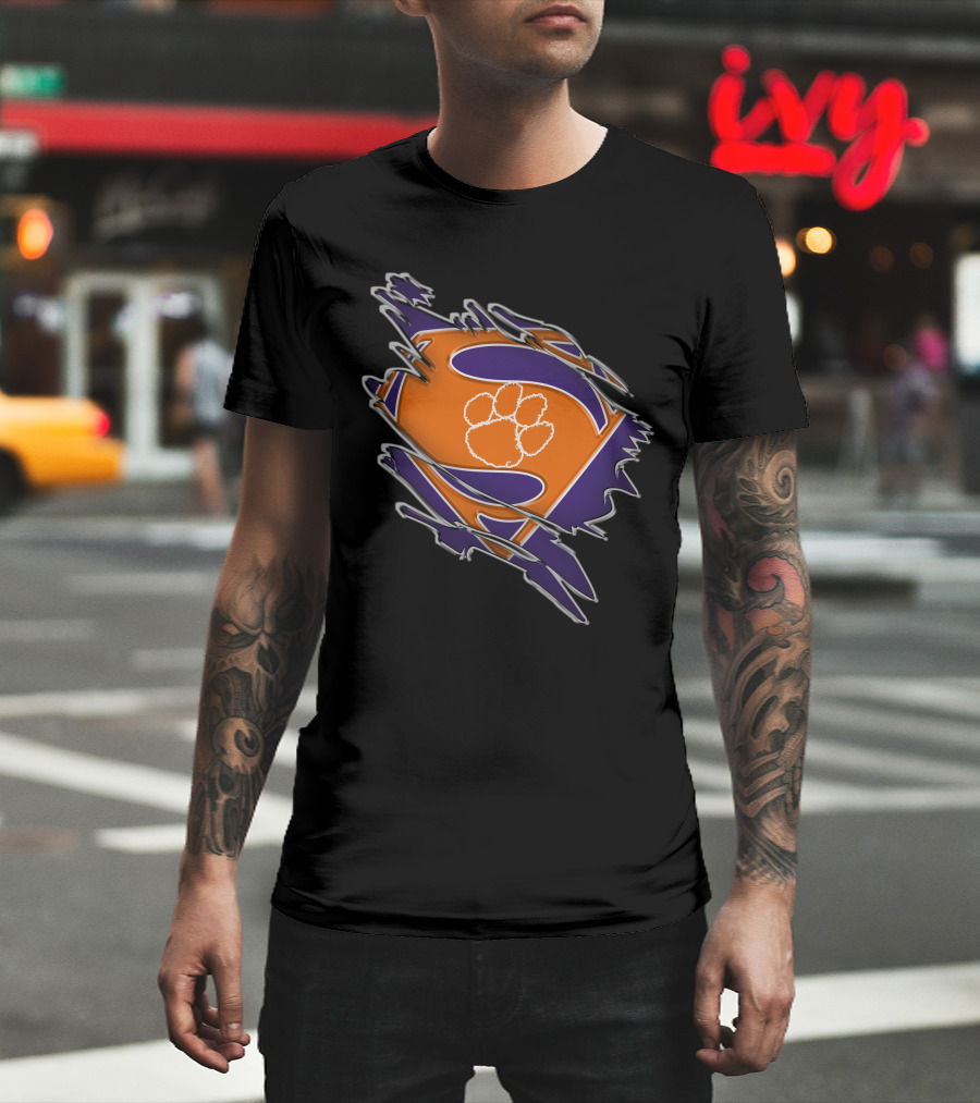 Clemson Tigers Superman Paw T-Shirt