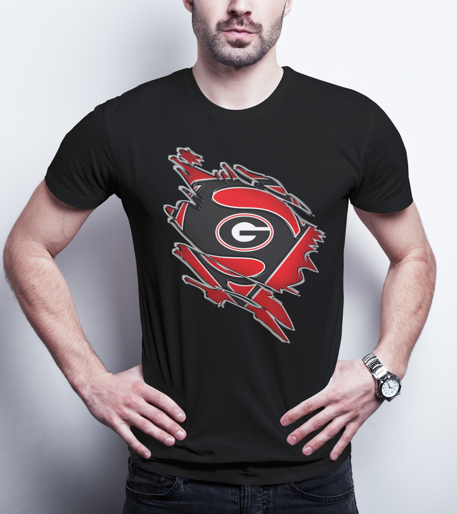 Georgia Bulldogs Superman Logo Fusion T-Shirt