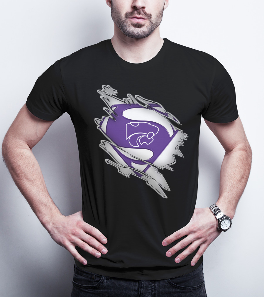 Kansas State Wildcats Superman Logo Scratch Effect T-Shirt