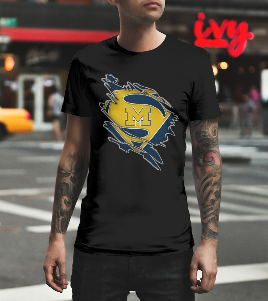 Michigan Wolverines Superman Logo Combination T-Shirt