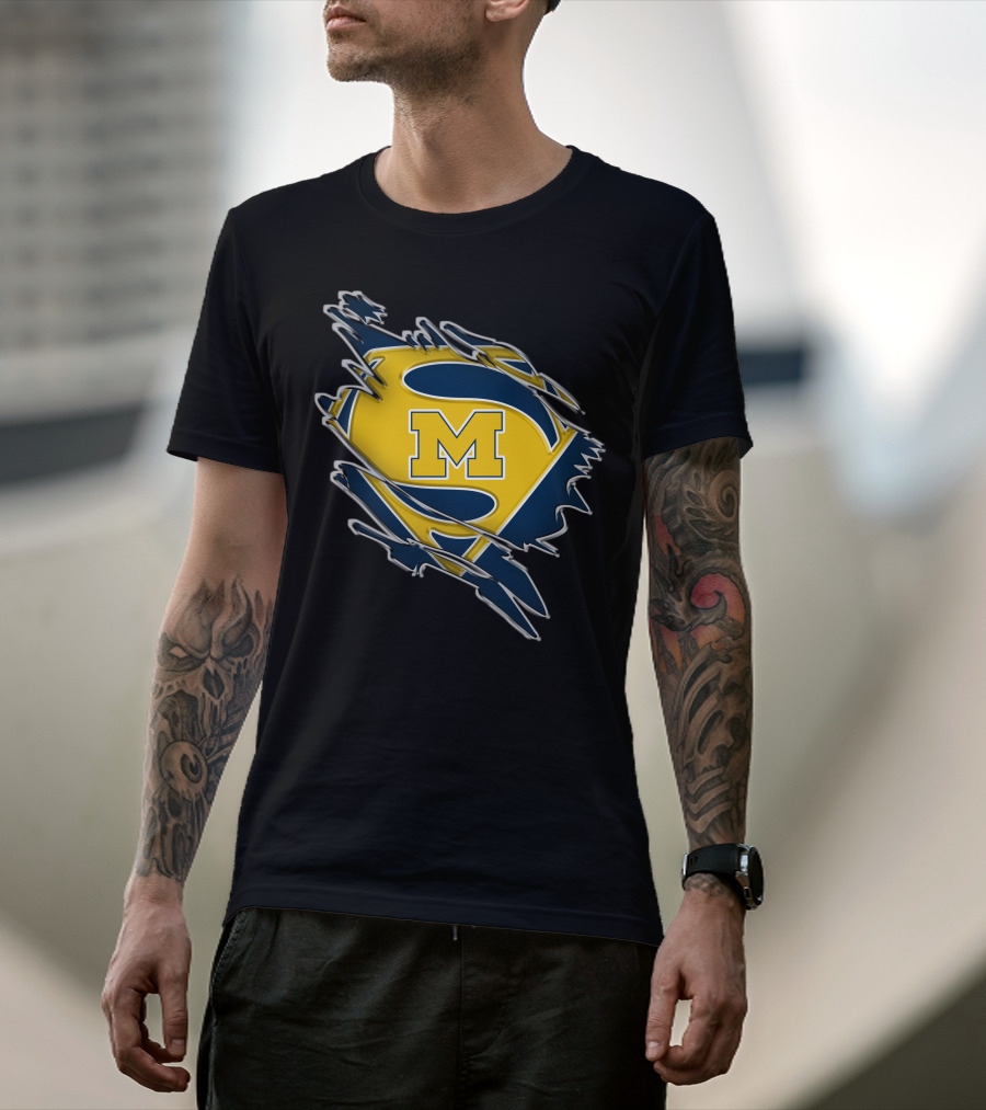 Michigan Wolverines Superman Logo Combination T-Shirt