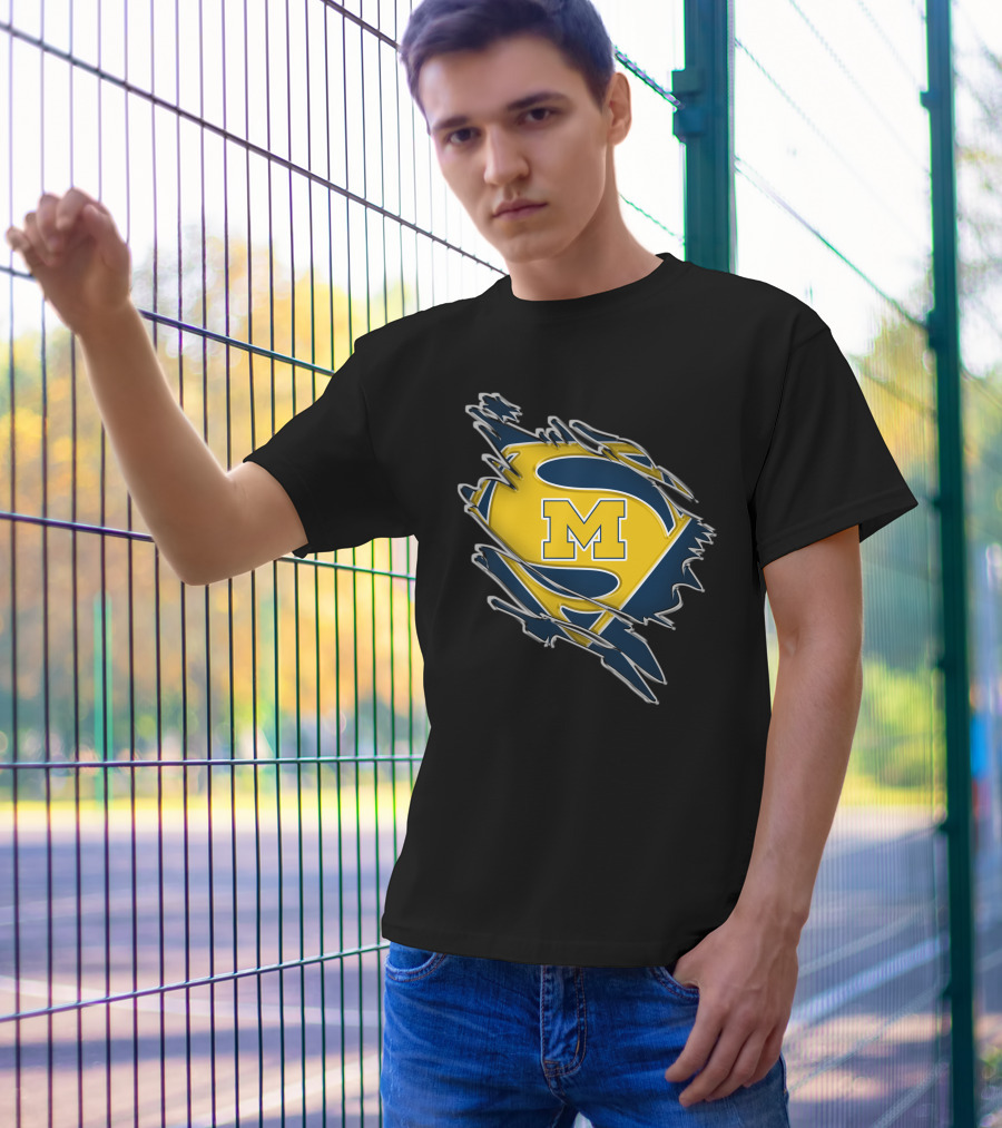 Michigan Wolverines Superman Logo Combination T-Shirt
