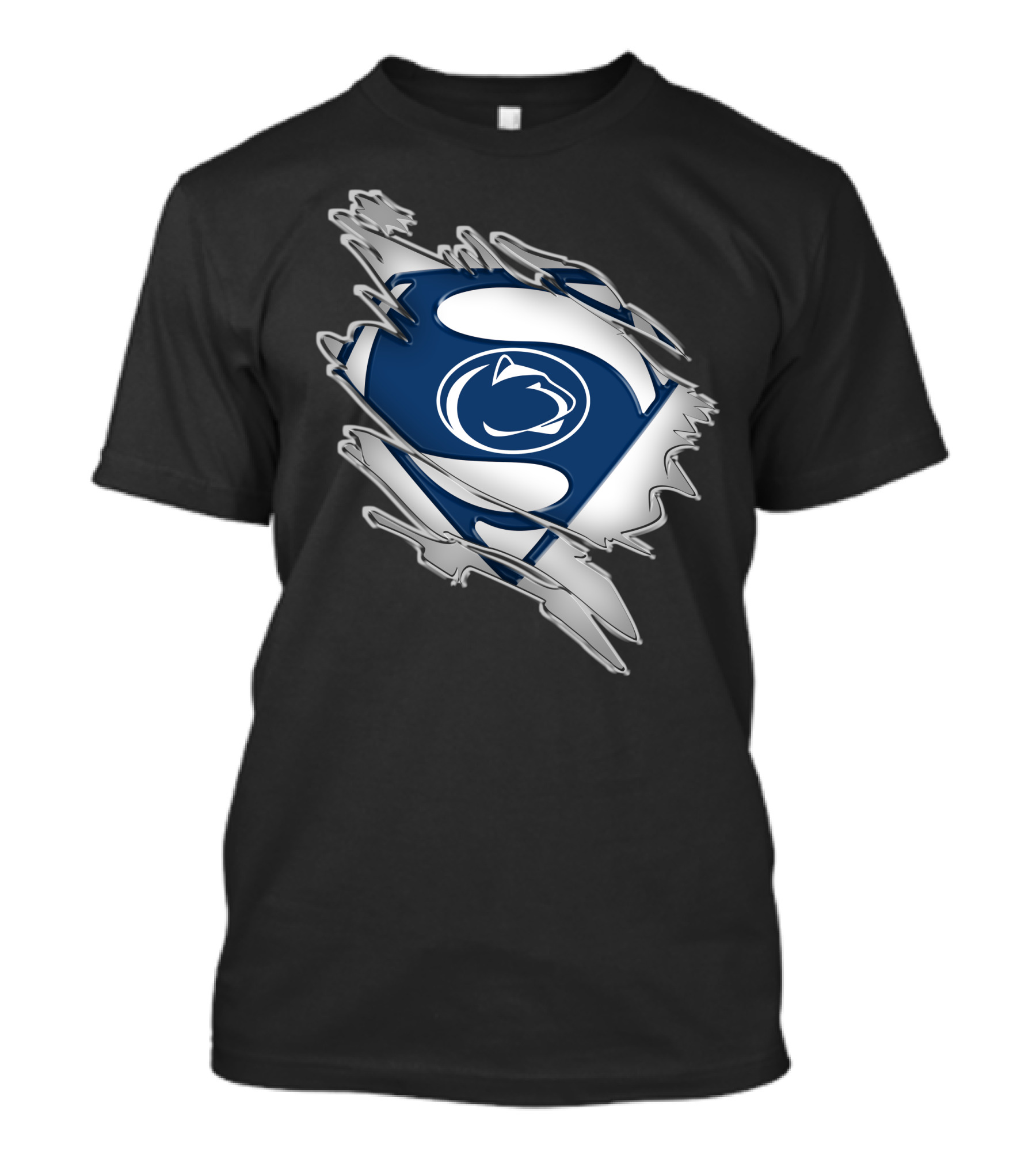 Penn State Nittany Lions Superman Logo Blue And White Shield T-Shirt