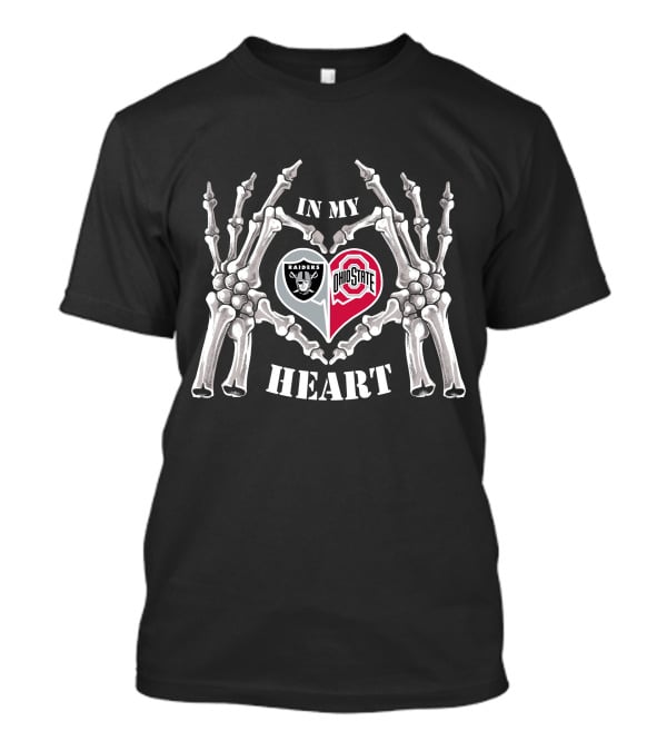 Raiders Ohio State In My Heart Skeleton Hands T-Shirt