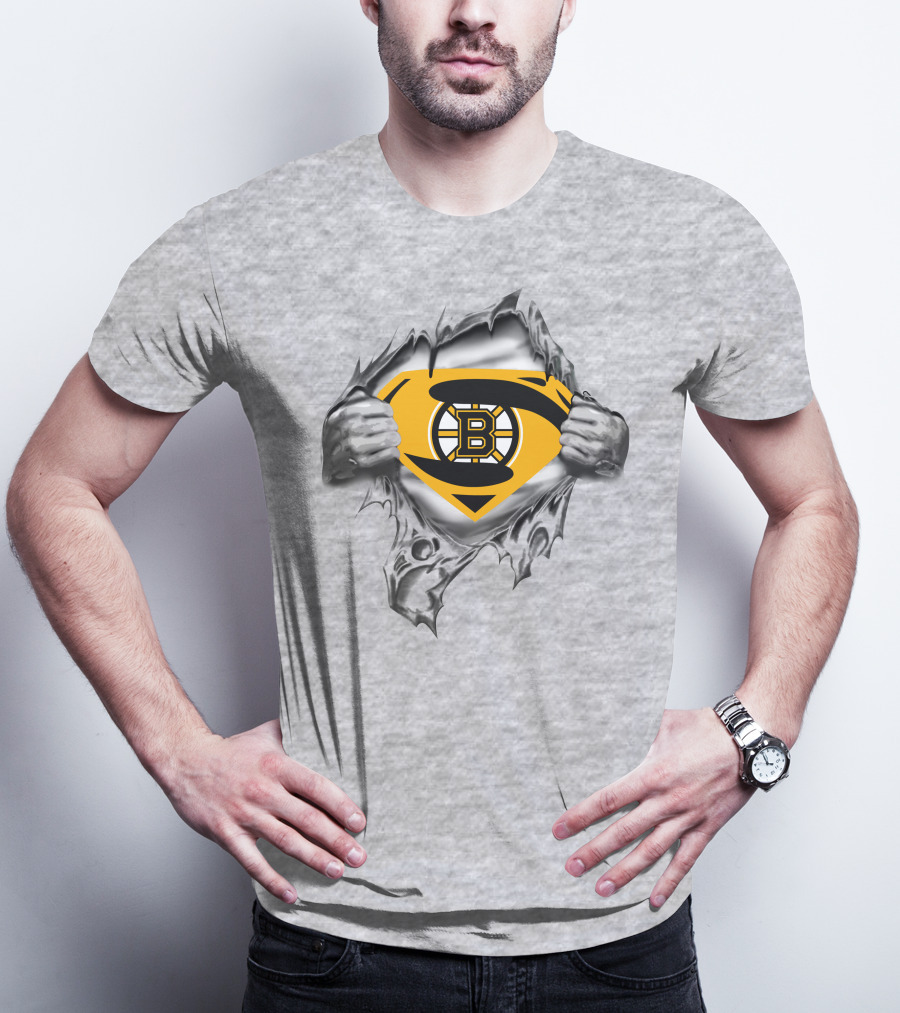 Boston Bruins Superman Logo Reveal T-Shirt