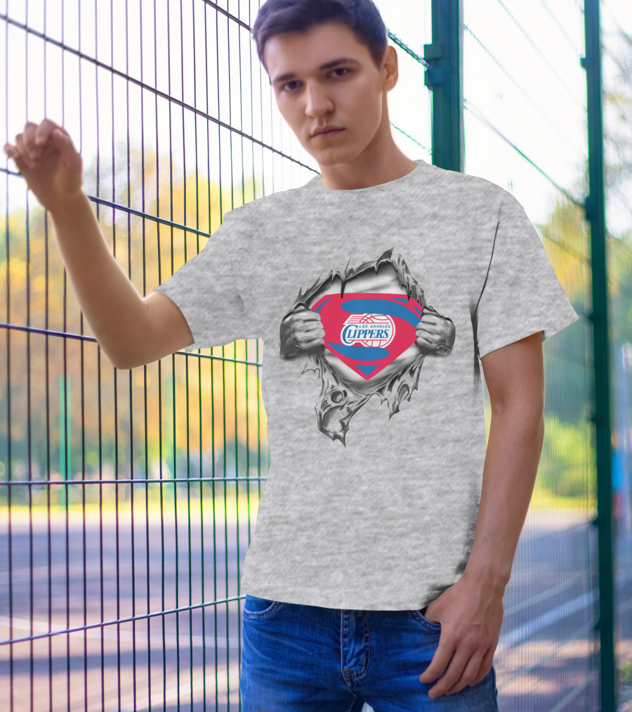 Los Angeles Clippers Superman Logo Burst Open T-Shirt