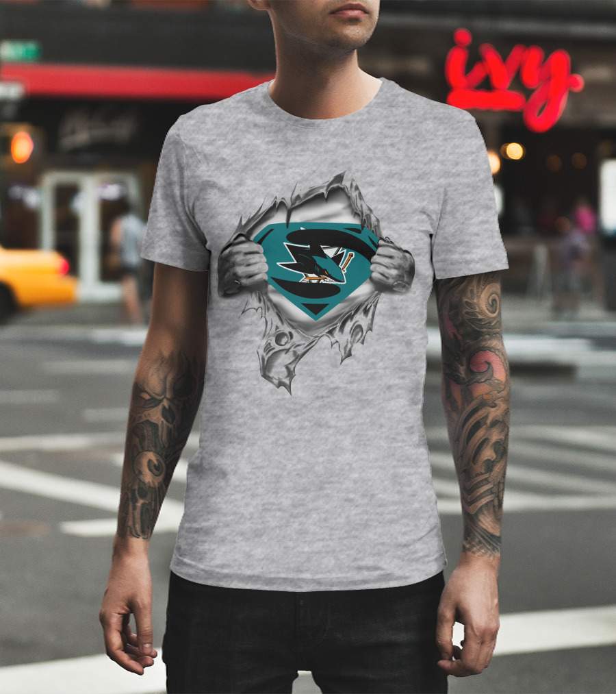 San Jose Sharks Superman Logo Rip T-Shirt