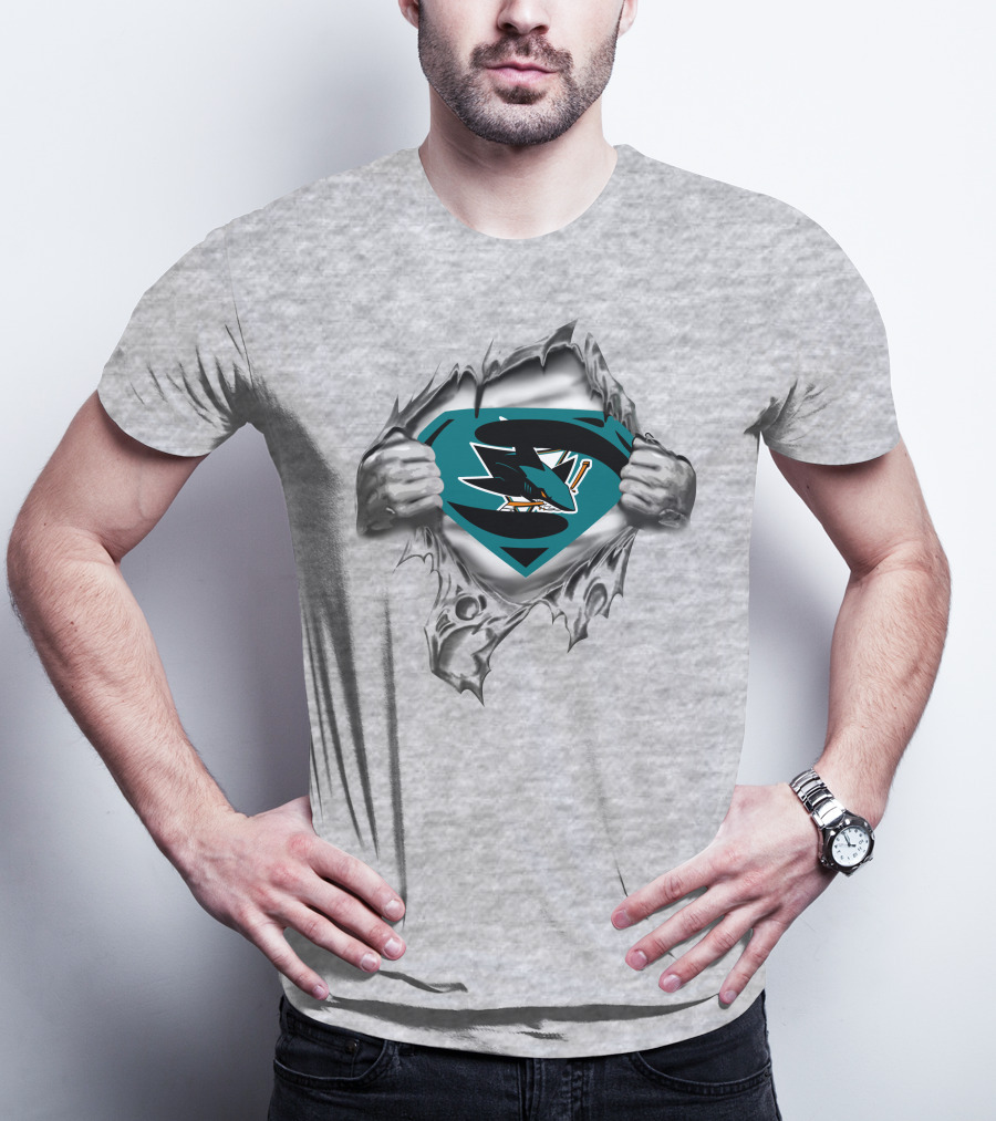 San Jose Sharks Superman Logo Rip T-Shirt