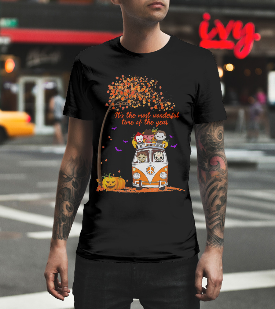 Horror Characters Halloween Road Trip Most Wonderful Time Of The Year T-Shirt
