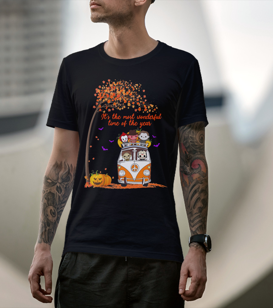 Horror Characters Halloween Road Trip Most Wonderful Time Of The Year T-Shirt