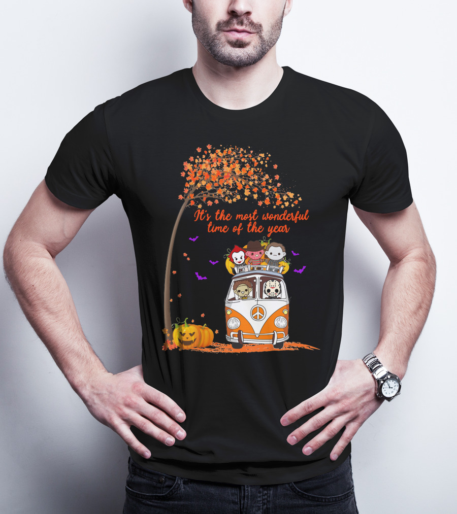 Horror Characters Halloween Road Trip Most Wonderful Time Of The Year T-Shirt