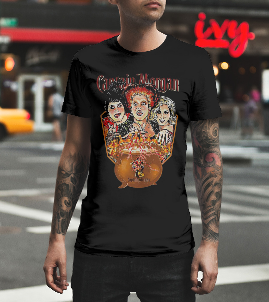 Captain Morgan Halloween Hocus Pocus Witches Cauldron T-Shirt