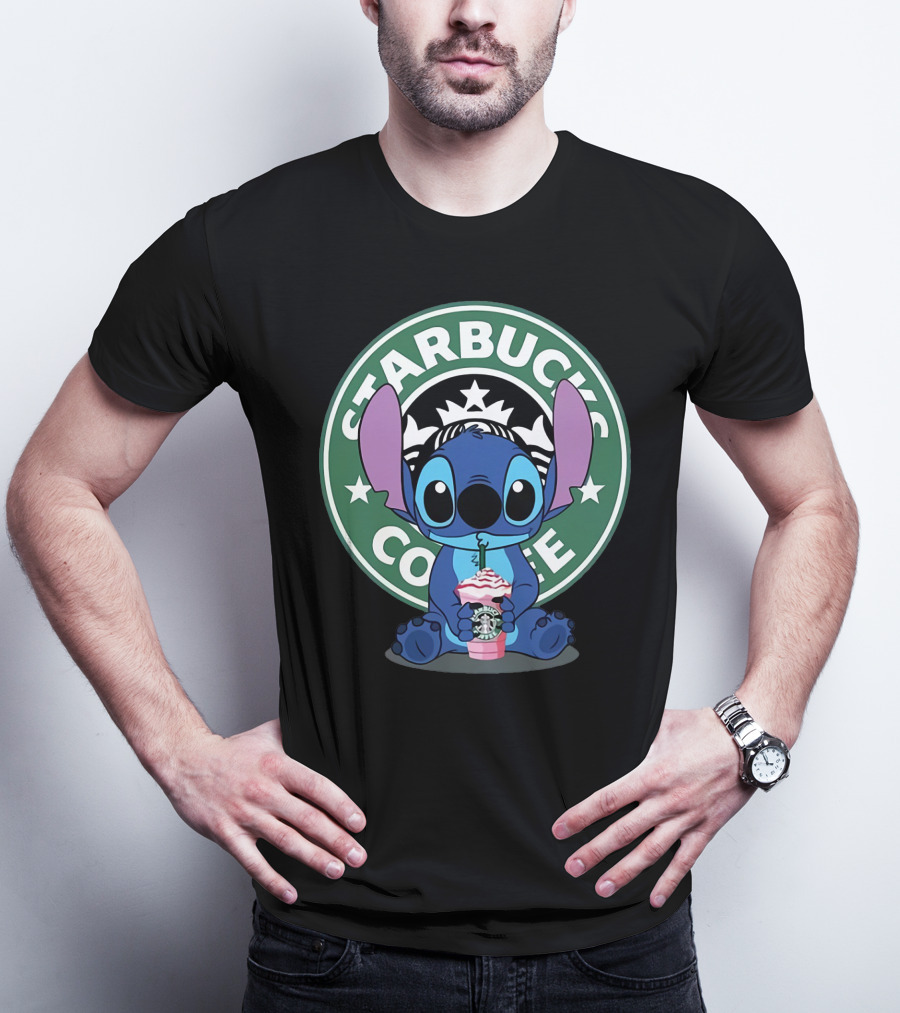 Stitch Drinking Starbucks Coffee T-Shirt