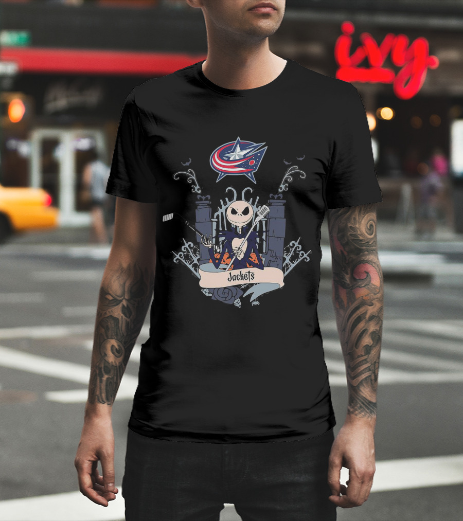 Halloween Jack Skellington Columbus Blue Jackets Hockey T-Shirt