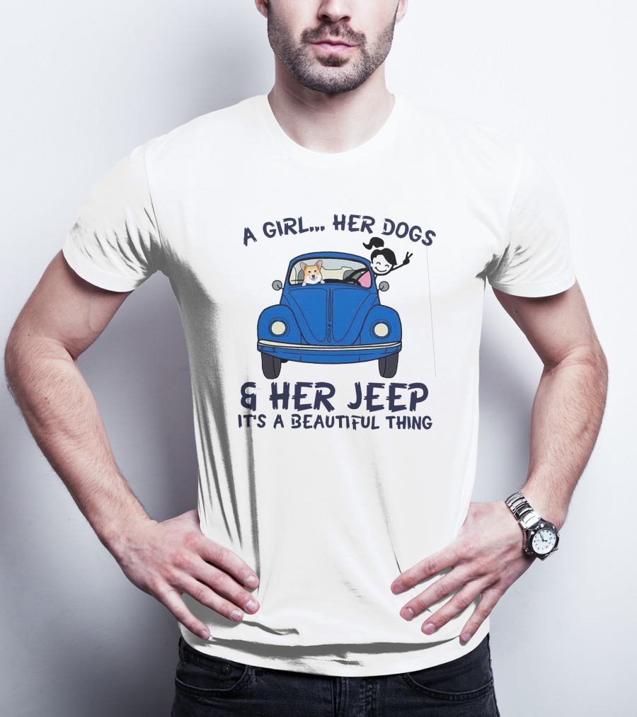 A Girl Her Dogs And Her Jeep It's A Beautiful Thing T-Shirt