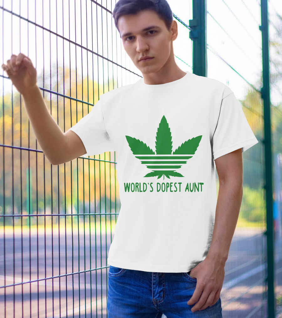 World's Dopest Aunt Marijuana Leaf Stripes T-Shirt