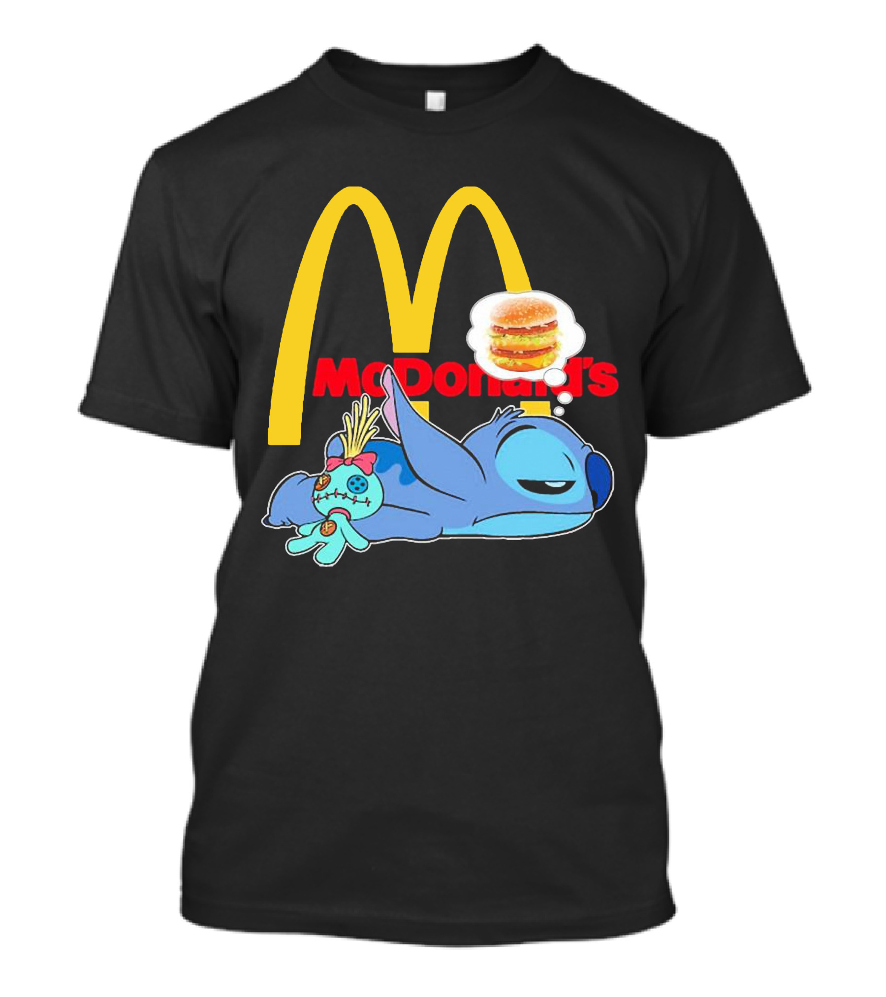 Stitch Sleeping Under McDonald's Golden Arches Dreaming Of Burger T-Shirt
