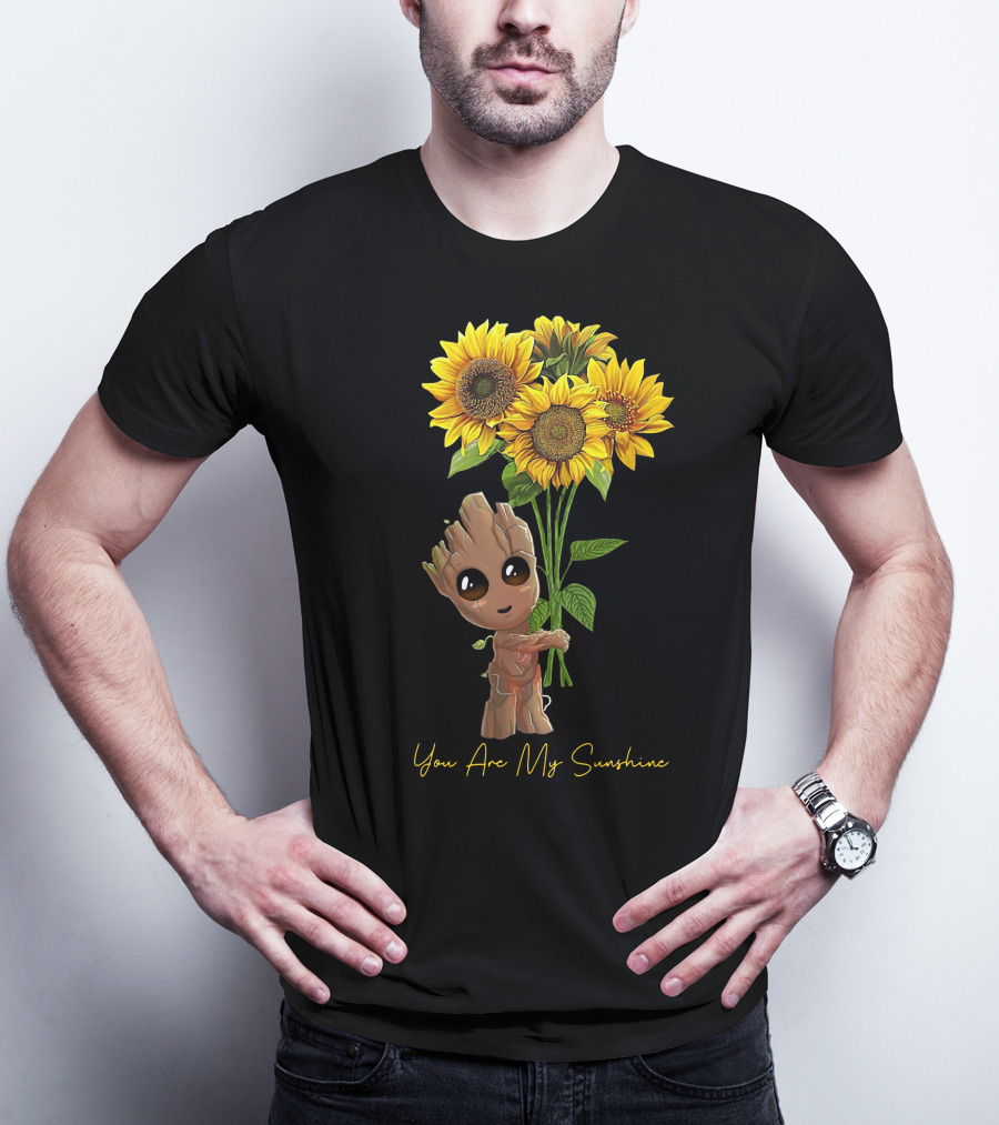 Baby Groot Holding Sunflowers You Are My Sunshine T-Shirt
