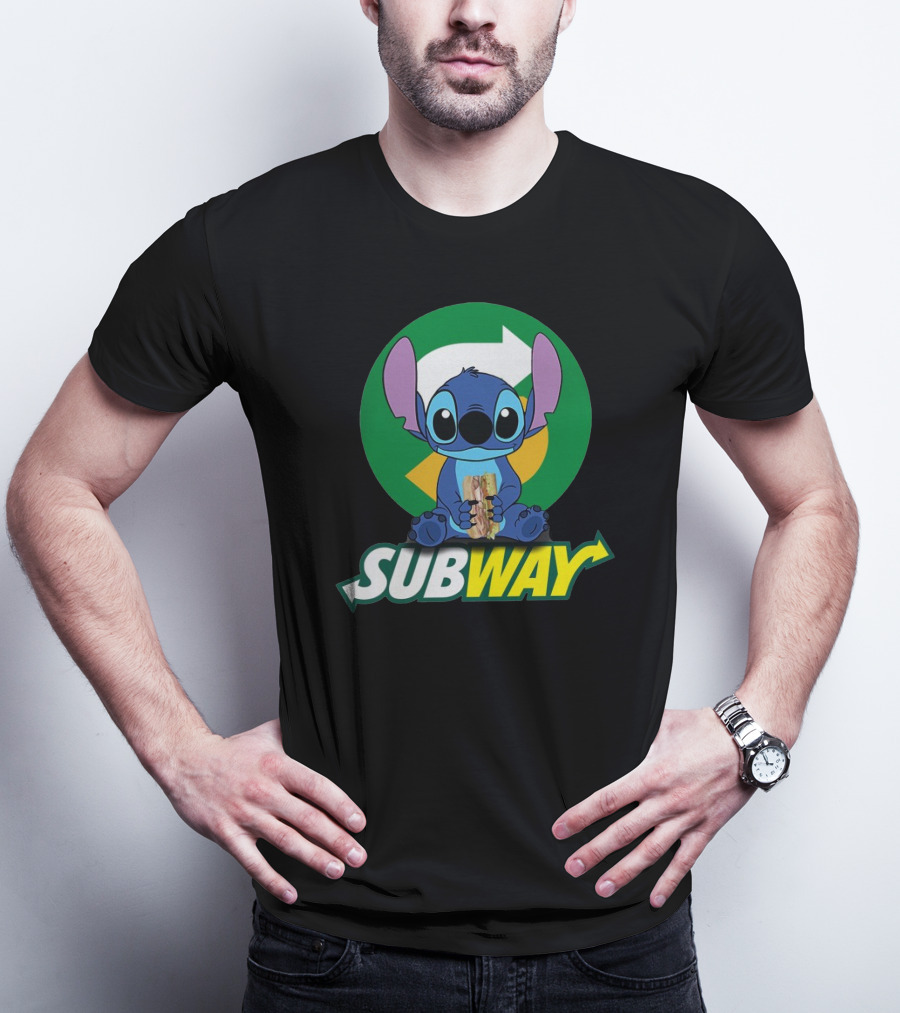 Baby Stitch Holding Subway Sandwich T-Shirt